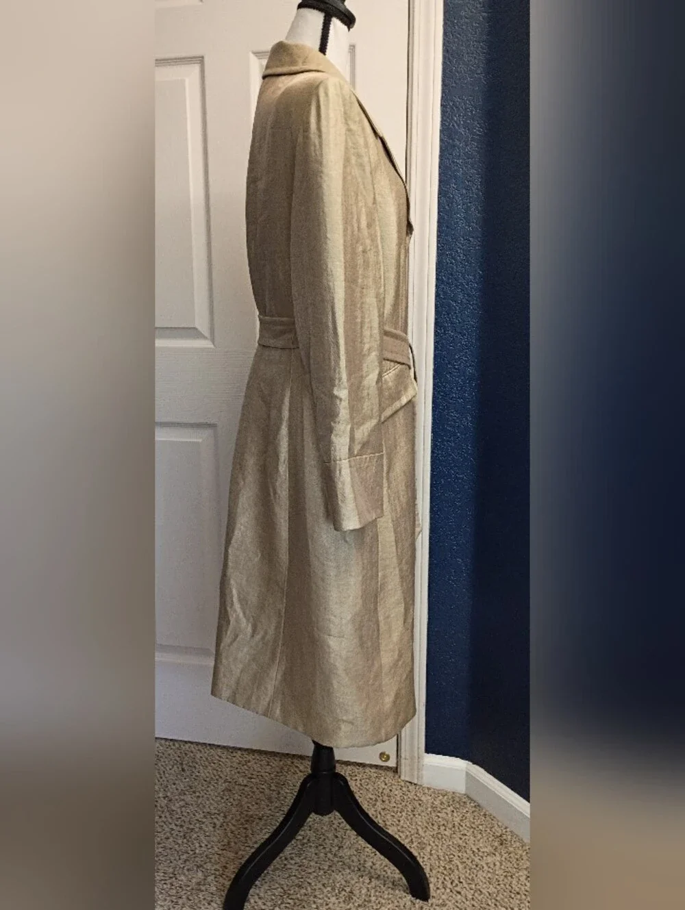 Kasper | Jackets & Coats | Kasper Metallic Gold Trench Coat With Belt ...